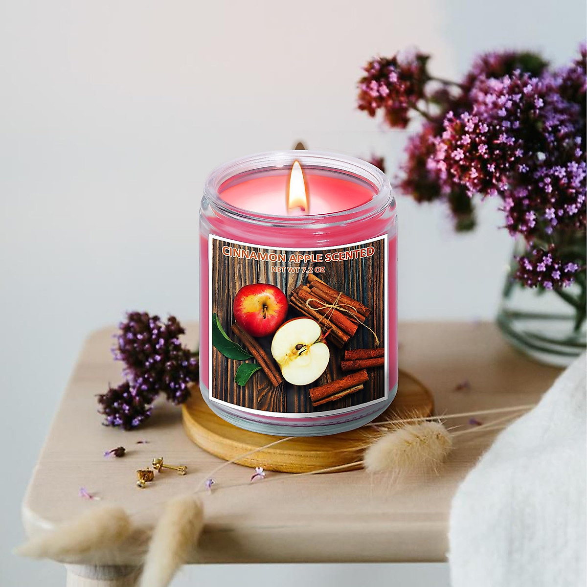 AharHora Cinnamon Apple Scented Candle, 7.2oz Jar Candle Gifts for Women Men, Fall Autumn Candles for Home Scented, Soy Wax Candle Last Over 50 Hours, Unique Gift for Friend Family Coworker