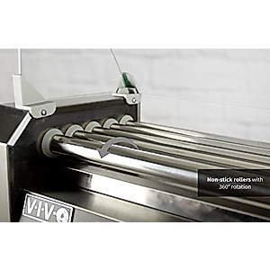 VIVO Electric 12 Hot Dog and 5 Roller Grill Warmer, Cooker Machine with Cover, HOTDG-V205