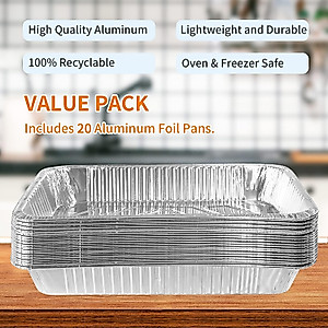 LUCKMETA 21" x 13 ” Aluminum Foil Pans With Lids (20 Pack), Full-Size Deep Steam Pan and Oven Buffet Trays, Food Containers for Catering, Baking, Roasting & Reheating, Recyclable