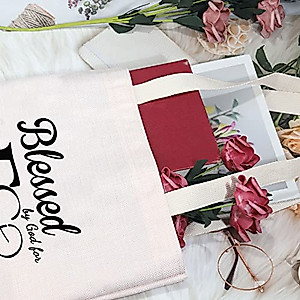 JNIAP 50th Birthday Tote Bag Religious Christian Happy 50 Years Birthday Gifts for Family Friend(50 Years Tote Bag)