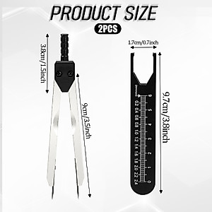 EKG Caliper ECG Caliper Electrocardiogram Divider for Nursing Tools Electrocardiographs Measuring Tool with Ruler for Doctors, Nurses, Medical Student (2 Pack, Black)