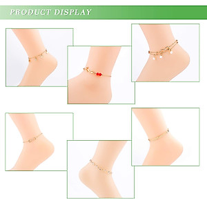 ESRICH 30 Ankle Bracelets for Women Set, Adjustable Size Beach Anklet Set, Imitation Golden Anklet,Jewelry Anklet for Women Beach Jewelry Gifts