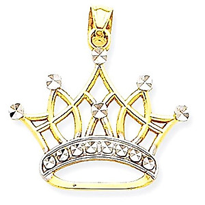 IceCarats 14K Yellow Gold Royal Princess Crown Necklace Charm Pendant Only
