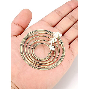 Sumind 6 Pairs Clip on Hoop Earrings Hoop Gold Earrings Non Piercing Earrings Set for Women, 6 Sizes