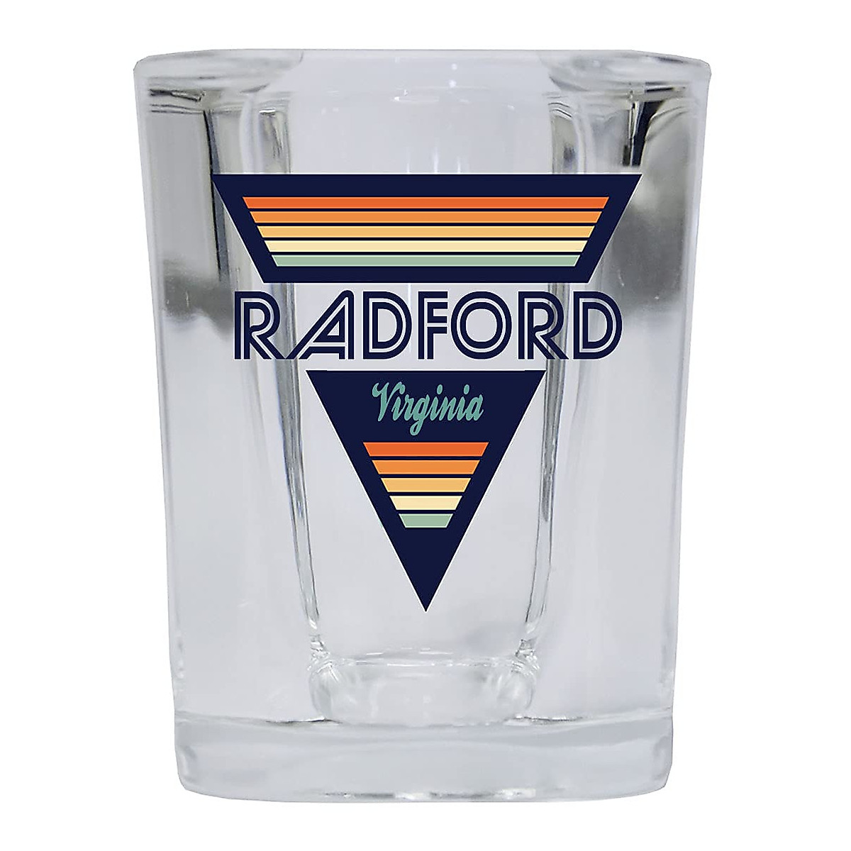 R and R Imports Radford Virginia 2 Ounce Square Base Liquor Shot Glass Retro Design