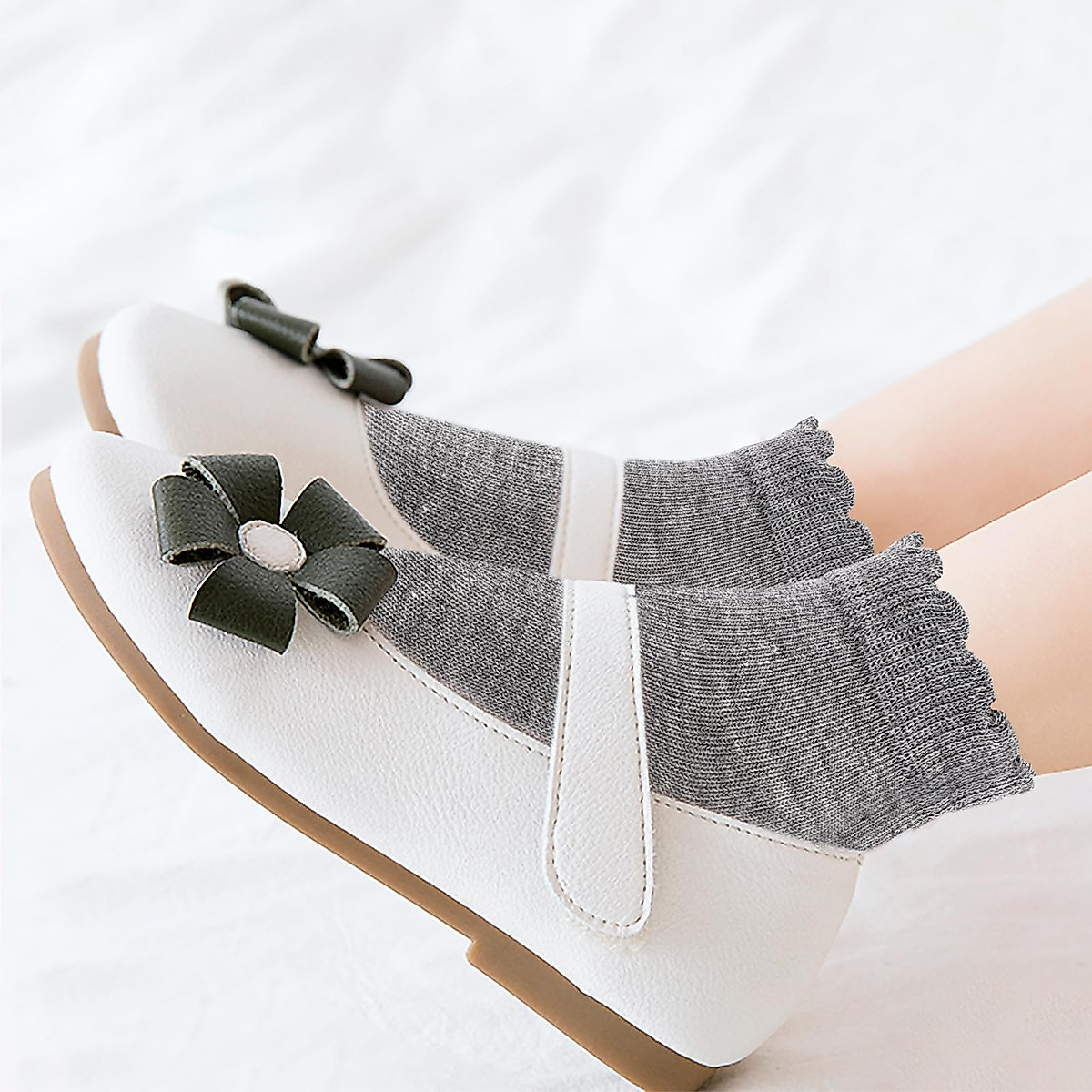 Looching 6 Pack Toddler Baby Girls Boys No Show Ankle Socks Cotton White Mesh Thin Low Cut Socks Kids 1-3Years