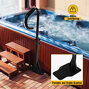 KODOM Hot Tub Handrail Spa Safety Rail 57"H,Hot Tub Hand Rail Slide Under Mounting Base 600LBS Capacity Spa Side Handrail Hot Tubs Rail with Sponge Rubber Grip for Indoor/Outdoor Bath
