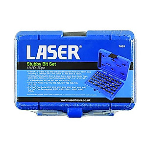 Laser 7653 Stubby Bit Set 1/4" D 50pc
