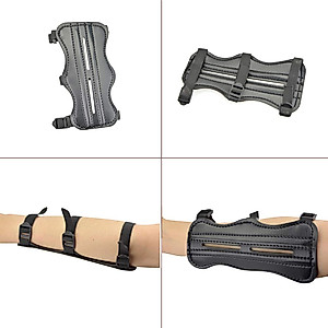 SHARROW Archery Protector Set Glove 3 Finger Guard Leather Arm Guard Bracers Finger Tabs Thumb Ring Finger Protector Protective Gear Set for Compound Bow Recurve Bow Shooting Hunting