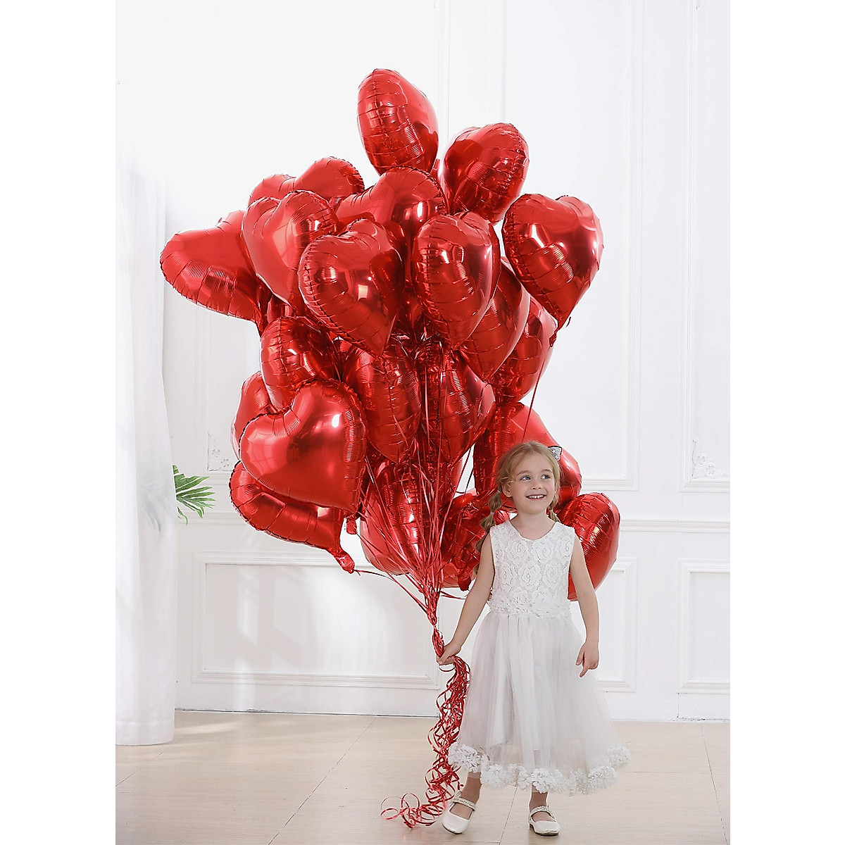 30 pcs Red Heart Balloons 18" Foil Love Balloons Mylar Balloons heart balloons for Valentines Day Propose Marriage Wedding Anniversary Backdrop Birthday Party Supplies