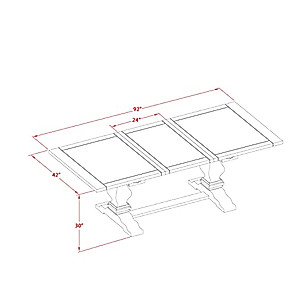 East West Furniture LAGA11-78-03 11 Piece Dining Table Set Includes a Rectangle Dining Room Table with Butterfly Leaf and 10 Brown Linen Fabric Upholstered Chairs, 42x92 Inch, Jacobean