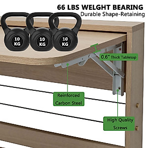 SKVSKV Folding Wall Table, Fold Down Table Wall Mounted, Floating Desk for Wall, Functional Hanging Desk for Home Office Workstation, Laundry Room, Kitchen Dining (24.8 * 16.3inch, Wood Color)