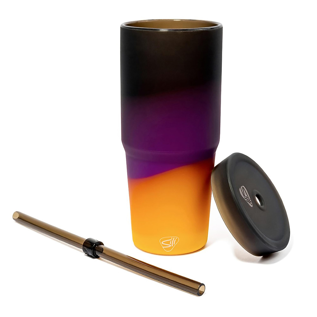 Silipint: Silicone 32oz Straw Tumblers: 2 Pack - Sun Storm - Unbreakable, Flexible, Sustainable, Hot or Cold, Airtight Lid, Travel