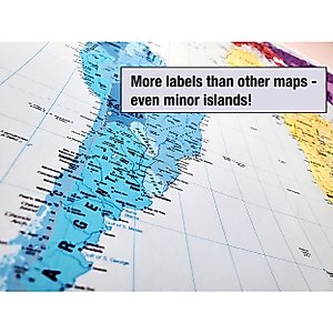 Updated Peters Projection World Map | Laminated 36" x 24” Map | Developed by Arno Peters | Most Proportionally-Accurate Land Mass Depiction | Country Size & Scale is True, Unlike Most Maps | Major Countries, Cities, & Bodies of Water Labeled