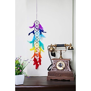 Rooh Dream Catcher ~Rainbow Drops ~ Handmade Mandala Hangings for Positivity (Can be Used as Home DÃcor Accents, Wall Hangings, Garden, Car, Outdoor, Bedroom, Key Chain) (Rainbow) â€¦ (Small)