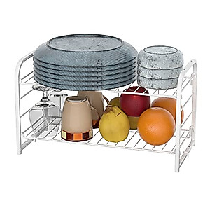 GEDLIRE Water Bottle Organizer for Cabinet, Height Adjustable Tumbler Storage Holder Rack for Sports Flask Insulated Travel Mug, Cup Organizer Shelf for Kitchen Countertop, Pantry Organization, White