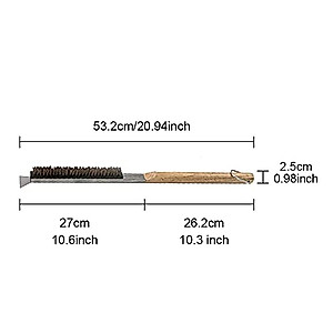 Pizza Oven Brush, Barbecue Grill Brush and Scraper, Extended Large Wooden Handle, Portable Pizza Oven Accessories BBQ Grill Long Handle Stone Cleaner