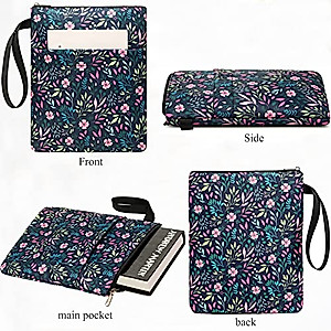 Book Sleeve Book Covers Book Protector with Zipper Washable Fabric for Teen Adult Book Lover Teacher Student ,11.4 X 9 Inch (Camellia Black)