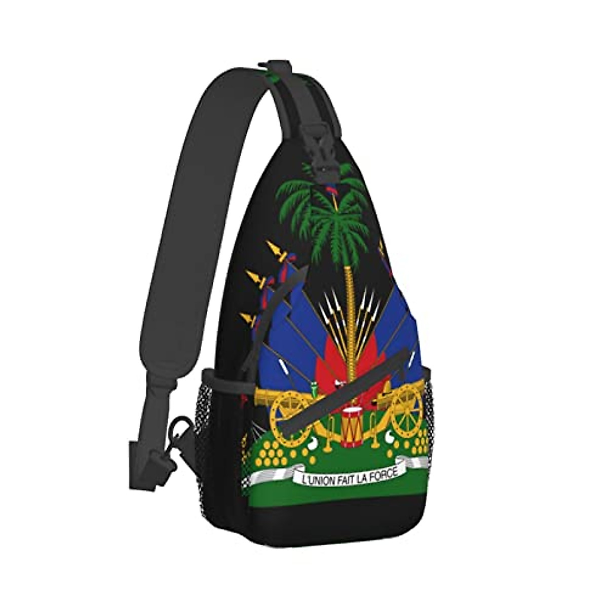 Funny Haiti Haitian Flag Sling Bag Crossbody Shoulder Chest Bag Outdoor Travel Backpack for Women And Men
