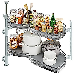 YITAHOME Swing Right Blind Corner Kitchen Cabinet Pull Out Organizer for 36", 2 Tier Swing Tray, Soft Close Blind Organizer for Left Handed Open Blind Kitchen Cabinet
