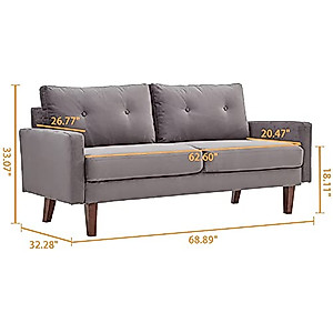 Bettermade Futon Sofa Bed,Couches for Living Room,Velvet Loveseat Sofa for Small Space,Modern Design Couch with Cushions,Tool-Free Installation,Gray