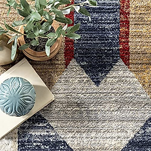 nuLOOM Marita Distressed Geometric Area Rug, 5' x 8', Beige