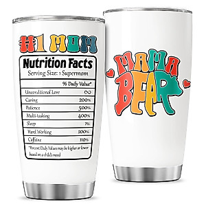 Coffee Best Women Mothers Funny Cups Ever Mother Day Insulated For Tumblers Handle, Mama Bear Gifts, Tumbler 20 Oz With Lid And Straw, Mama Bear Mom Nutrition Facts