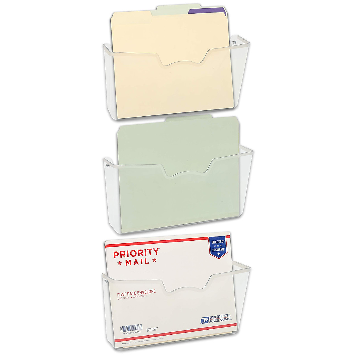 3 Pack - Simple Houseware Clear Single Pocket Wall Mount File Holder