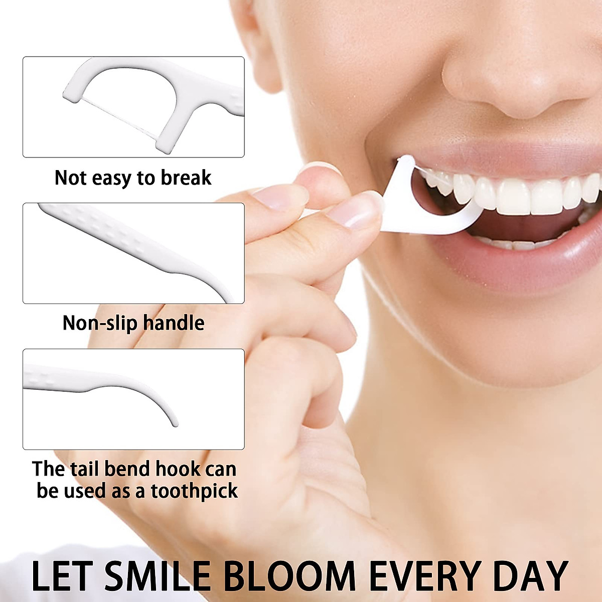 Dental Floss Portable Floss Dispenser Floss Box Dental Floss Picks Dispenser Floss Pick Holder Automatic Floss Organizer Travel Floss for Women Men Teeth Cleaning(Black+Black)