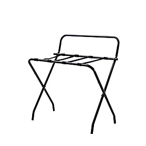 Kings Brand Furniture - Metal Foldable Luggage Rack, Suitcase Stand with Back, Black