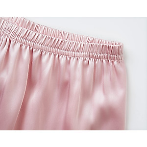 Topgal Little & Big Girls Pajama Set Size 16 - Satin Silky Cute Cat Summer Shorts Outfit Pink