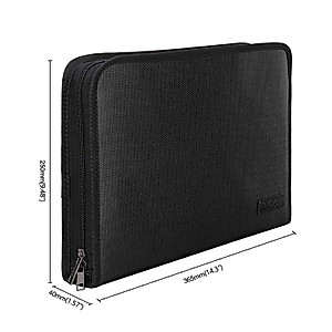 Expanding File Folder Important Document Organizer Fireproof & Waterproof Document Bag with A4 Size 3 Pockets Zipper Closure Non-Itchy Silicone Coated Portable Filing Wallet Pouch(14.3inx9.8inx1.6in)