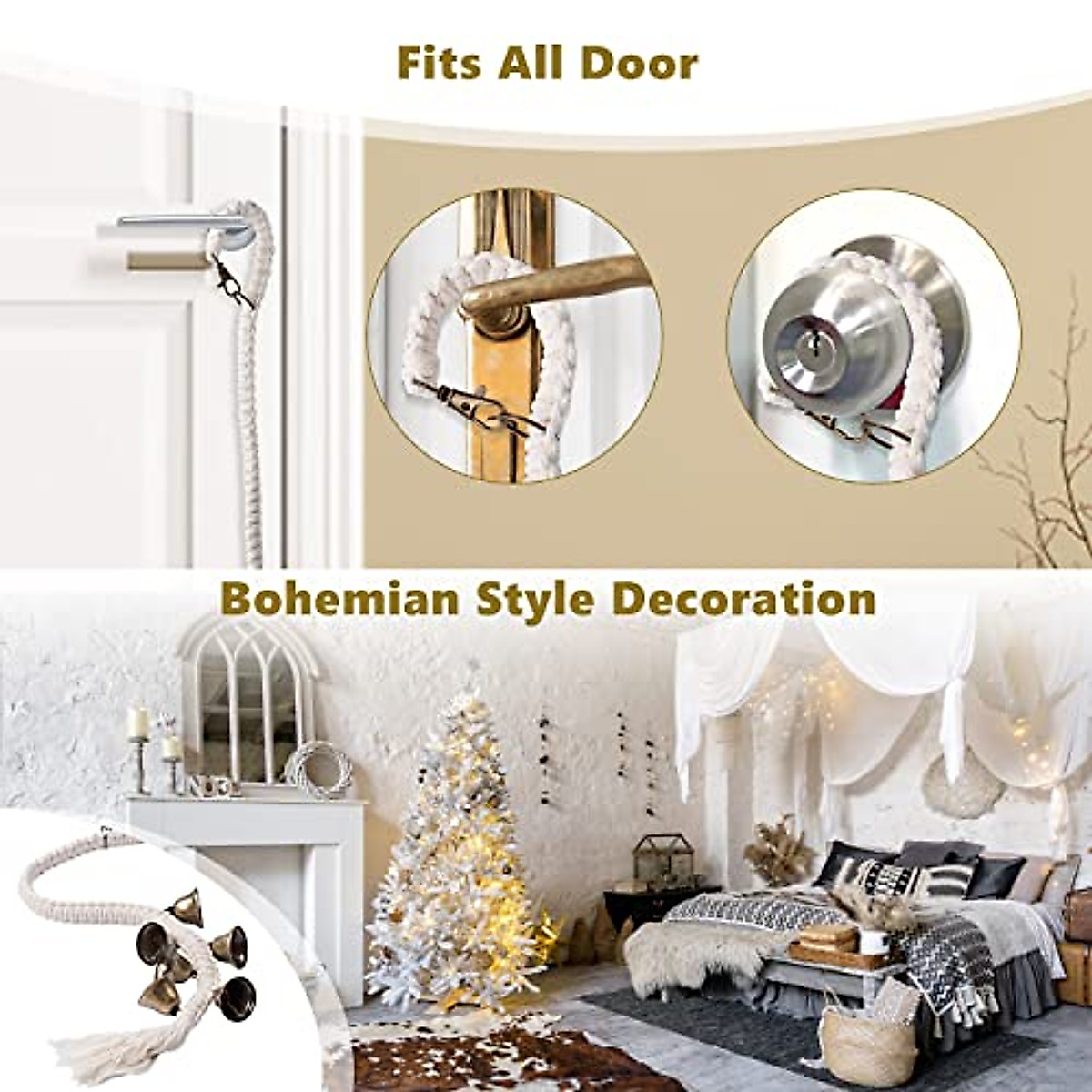 Door Bells for Potty Training,Dog Door Bells for Door,Hanging Dog Doorbells for Dogs,Puppy Supplies for Pets with 6 Extra Loud Bells,Premium Quality Doggy Cat Dog Pet Supplies to Ring to Go Outside