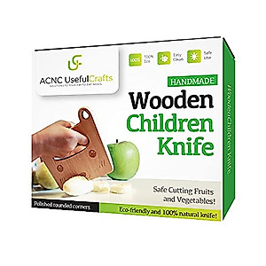 Wooden Kids Knife;Wooden Handmade Children Knife for safe cutting Fruits and Vegetables - Eco Friendly Cute Bear Shape Kids Safe Knife; Montessori Kids Utensil; Children Fruit and Vegetable Chopper;