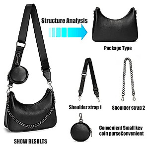 Small Crossbody Hobo Handbags for Women, Multipurpose Soft Shoulder Bag Lightweight Retro Tote Bag with Coin Purse 2pcs/set