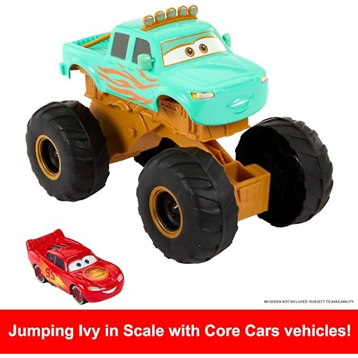 Mattel Disney and Pixar Cars On The Road Toys, Circus Stunt Ivy Vehicle, Jumping Monster Truck Inspired by Mattel Disney+ Show