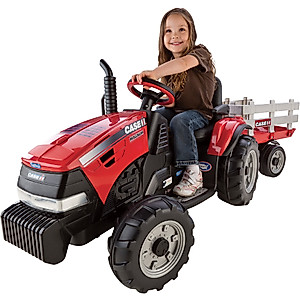 Peg Perego Case IH Magnum Tractor and Trailer 12 Volt Ride on, Red
