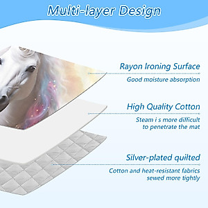 GOODOLD White Unicorn Ironing Mat Portable Travel Ironing Pad for Washer,Dryer,Table Top, Iron Board Alternative Cover, Large Heat Resistant Ironing Blanket