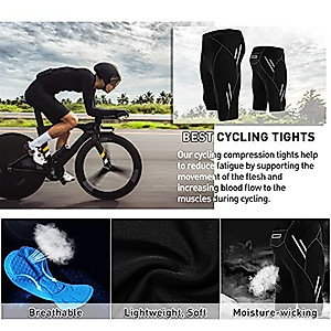 Legendfit Men's Cycling Shorts 4D Padded Bicycle Riding Half Pants MTB Road Bike Biking Tights Cycle Wear Pocket Black
