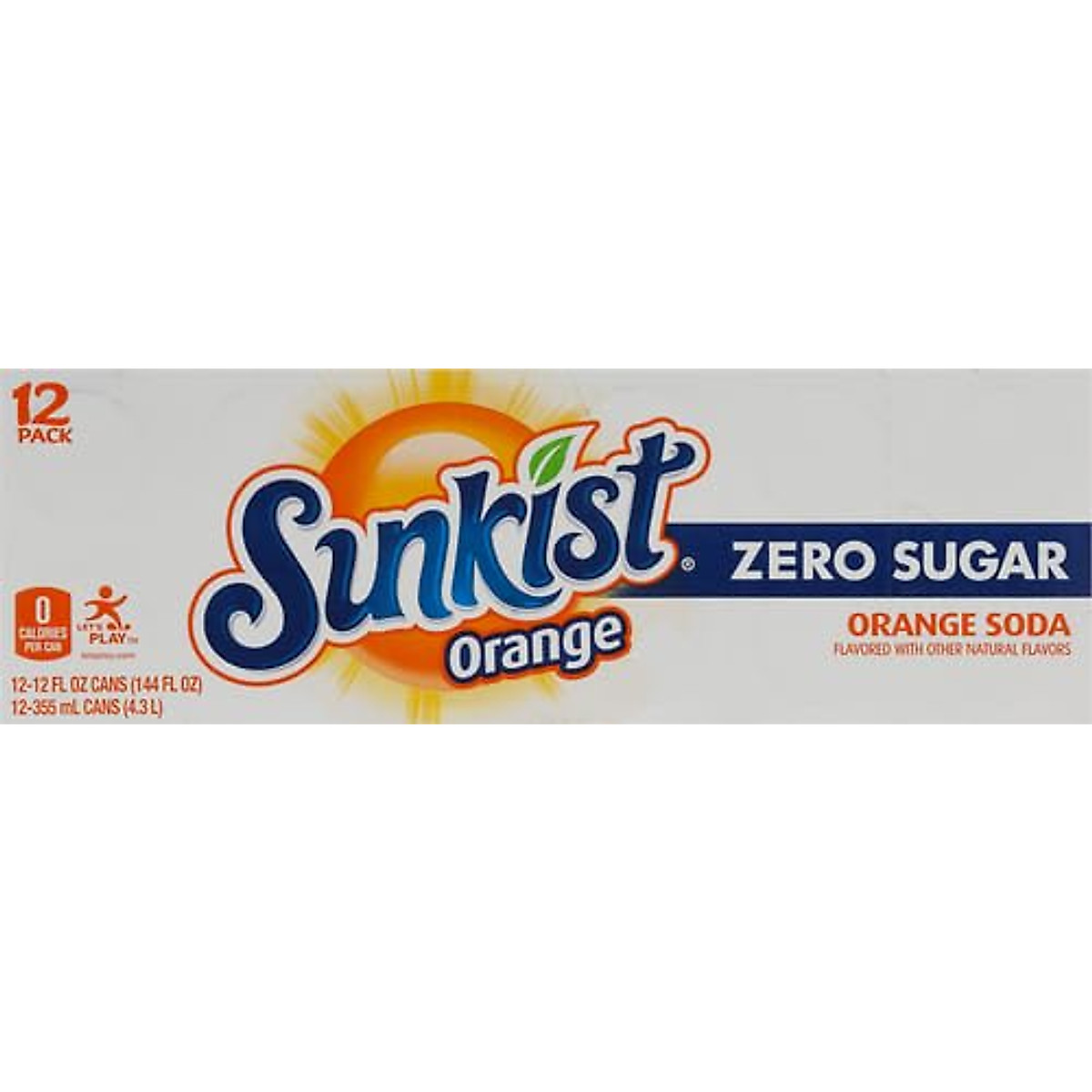 Sunkist Zero Sugar Orange Soda, 12 fl oz cans, 12 pack