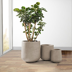 Kante 15.3"+11.6"+8.2" Dia Round Concrete Planter, Large Outdoor Indoor Planter Pots Containers with Drainage Holes and Rubber Plug for Home Garden Patio, Weathered Concrete
