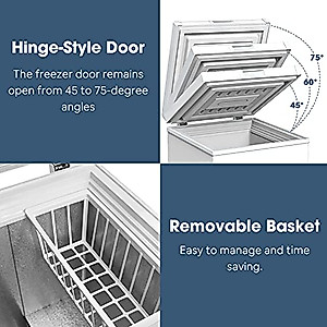 LifePlus Chest Freezer, Compact Deep Freezer 7 Adjustable Temperature with Removable Basket, Top Open Door Freezer Upright for Apartment Home (3.5 cu.ft.)