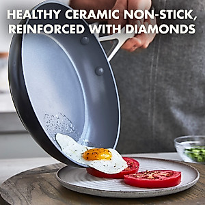 GreenPan Valencia Pro Hard Anodized Healthy Ceramic Nonstick 8" Frying Pan Skillet and Glass Lid