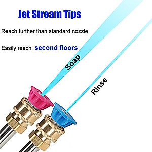 M MINGLE Second Story Quick-Connect Nozzle Tips for Power Washer, Soap and Rinse Jet Stream, Long Range Nozzle,1/4 Inch, 4000PSI, 2-Pack