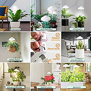 GrowLED Umbrella Herb Garden Grow Light, Height Adjustable, 7ft Cord, 8/12/16 Hours Automatic Timer, 10-Level Brightness, 3 Optional Spectrums, Suitable for Desktop/Large/Hanging Planters, White