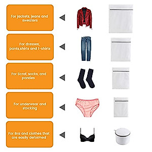 5 White Delicate Laundry Wash Bags-Mesh Laundry Bags with 5 Combinations, Mesh Laundry Bags for Delicate with Premium Zipper, Travel Storage Organize Bag, Clothing Washing Bags for Blouse, Bra, Hosiery, Stocking, Underwear, Lingerie, shirts, t-shirts
