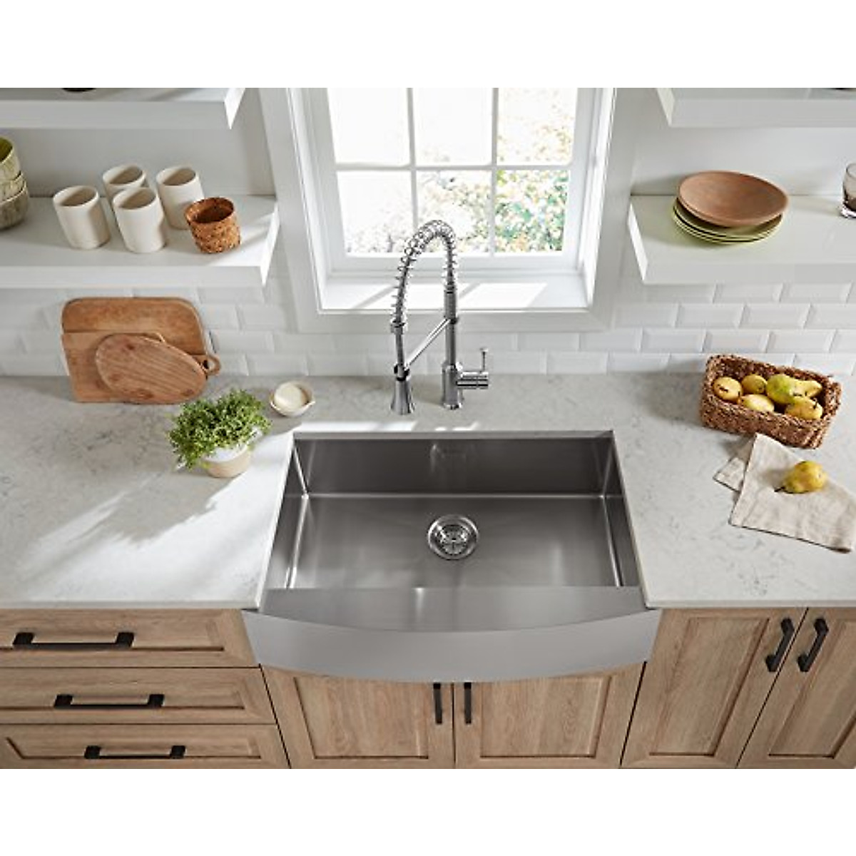 American Standard 18SB.9332200A.075 Pekoe 33X22-Inch Apron Sink With Grid And Drain, Stainless Steel