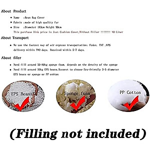 WXFXBKJ Bean Bag Chair Cover(it was only a Cover,not a Full Bean Bag) Chair Cushion Giant Fur Bean Bag Cover Living Room Furniture Big Round Soft Fluffy Faux Fur BeanBag Sofa Bed (5FT Sky Blue)