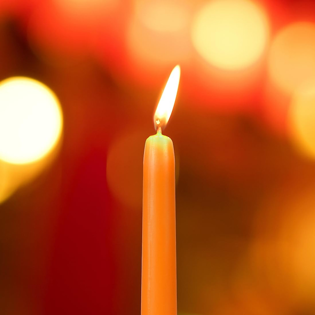 Olorvela Orange Beeswax Taper Candles,8" Long Candlestick,smokeless dripless unscented Natural Beeswax Candles.for Gift,Mother's Day (Orange)