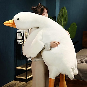 MUVLUS Goose Stuffed Animal Giant White Goose Plush Pillow,Cute Duck Toy Soft Hugging Swan Plush Pillow Gifts for Kids Adults (75in)